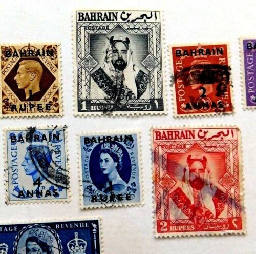 Bahrain #55//127, 15 different, Used/Fine, Off paper, 1948 to 1960 ...