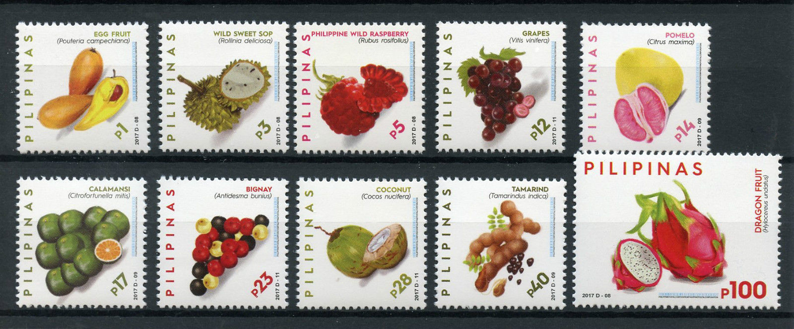 Philippines 2017 MNH Fruits Definitives Sop Bignay Tamarind 10v Set ...