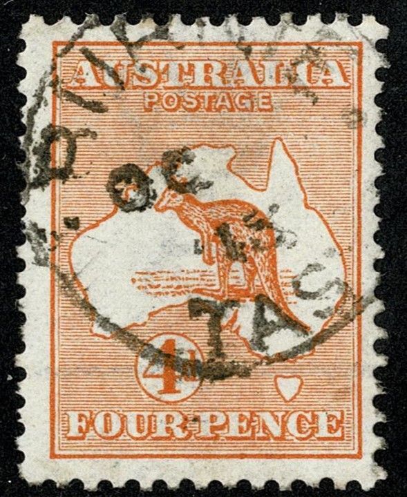 Australia 1913 Kangaroo 4d Orange 1st Watermark Used - BURNIE, Tasmania ...