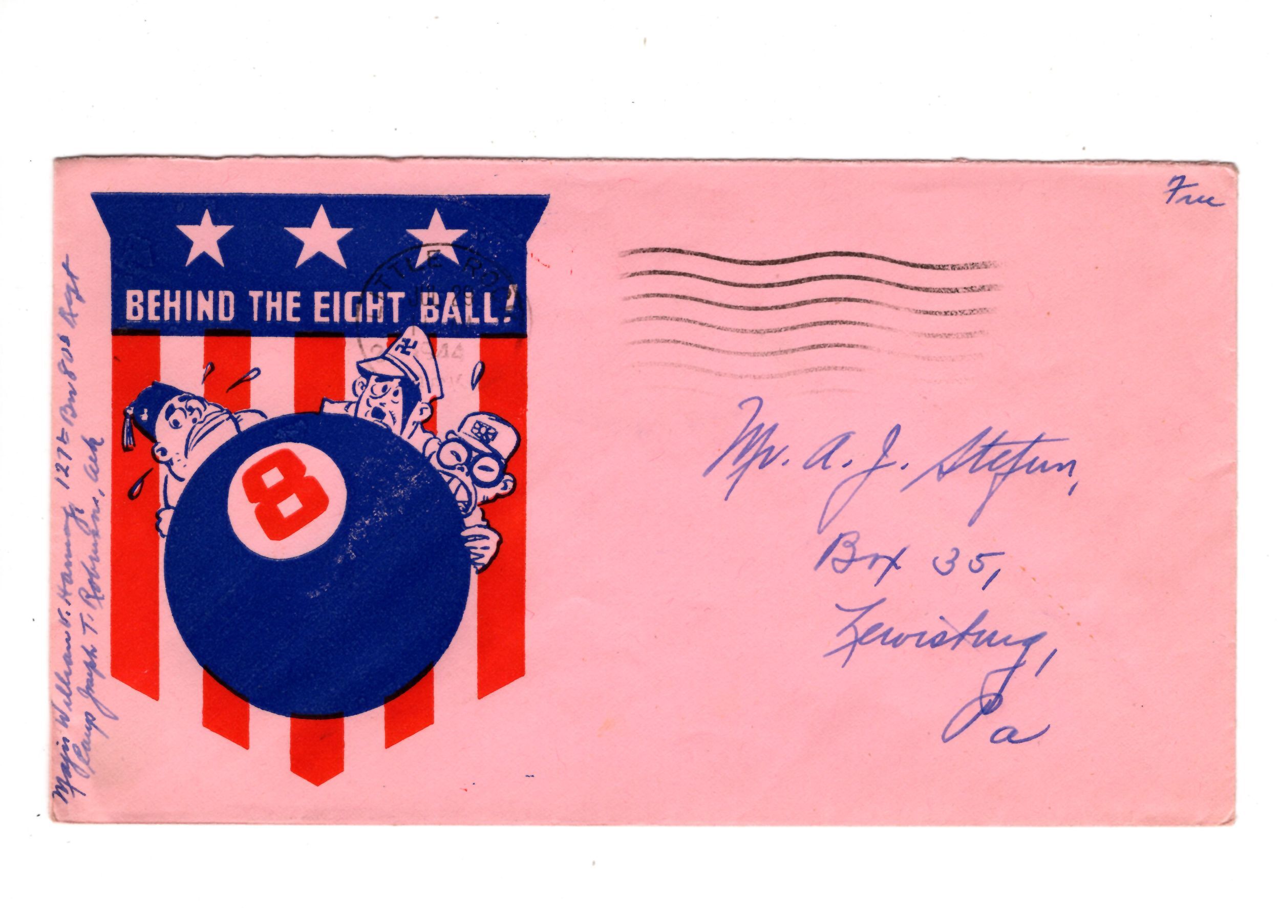 WWII Patriotic Hitler Tojo Mussolini Eight Ball Shield Pink c1943 Cover ...