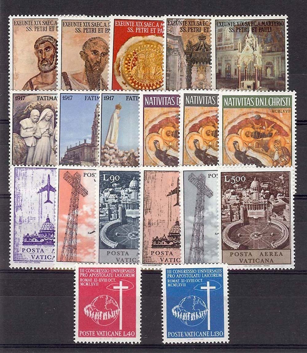 1967 Vatican City -Sc# 448-460, C47-C52 - Complete year set - MNH ...