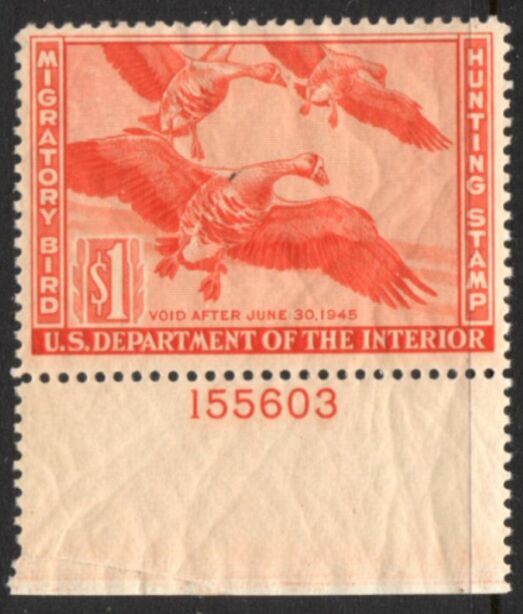 US Stamp #RW11 Mint Trio of White-Fronted Geese Plate Number Single ...