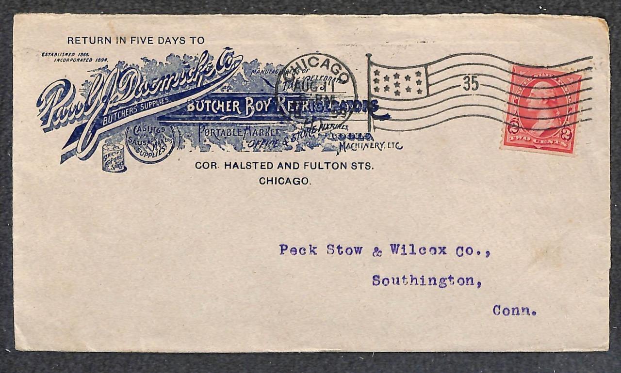 USA 279bf Stamp Daemicke Butcher BOY Chicago Illinois Advertising Cover ...