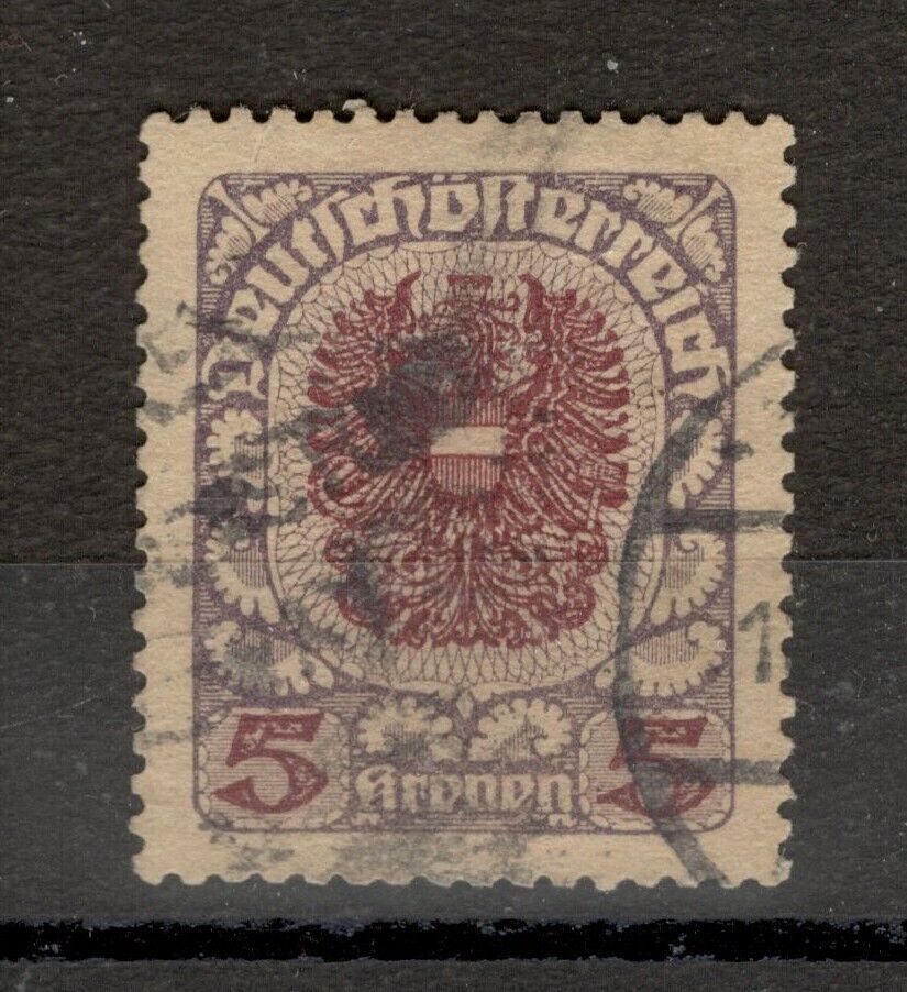 Austria - Used Stamp, 5 Kronen - Colored Thick Paper - Coat of Arms ...