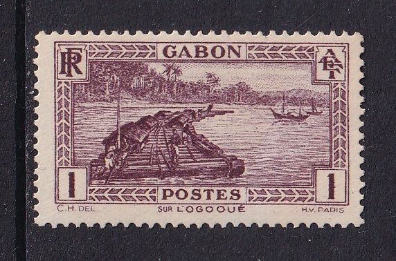 Gabon #124 MNH 1932 Timber raft 1c | Africa - Gabon, General Issue ...