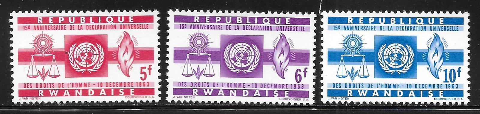 Rwanda 41-43 15th Human Rights set MNH | Africa - Rwanda, General Issue ...