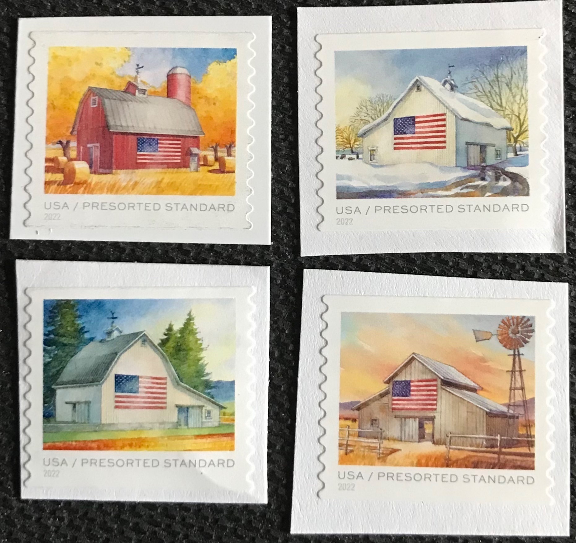 US #5684-5687 Used Coil Singles (4) OP Flags on Barns | United States ...