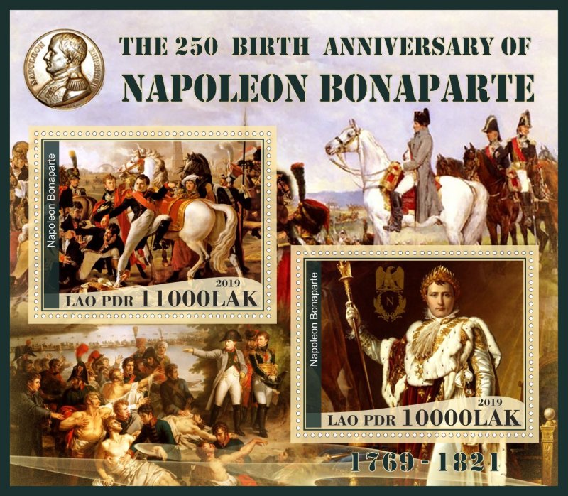 Stamps. Famous people. Napoleon Bonaparte 2019 year 1+1 sheets ...