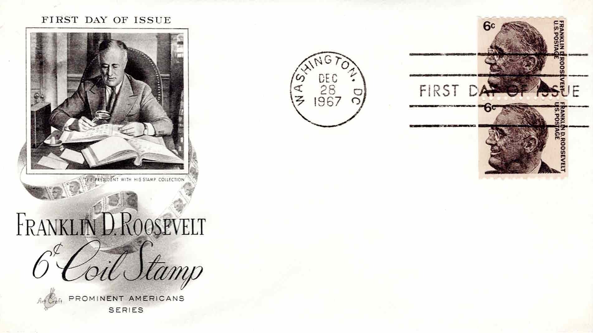 USA 1967 FDC Sc 1298 Franklin D Roosevelt FDR Artcraft Cachet ...