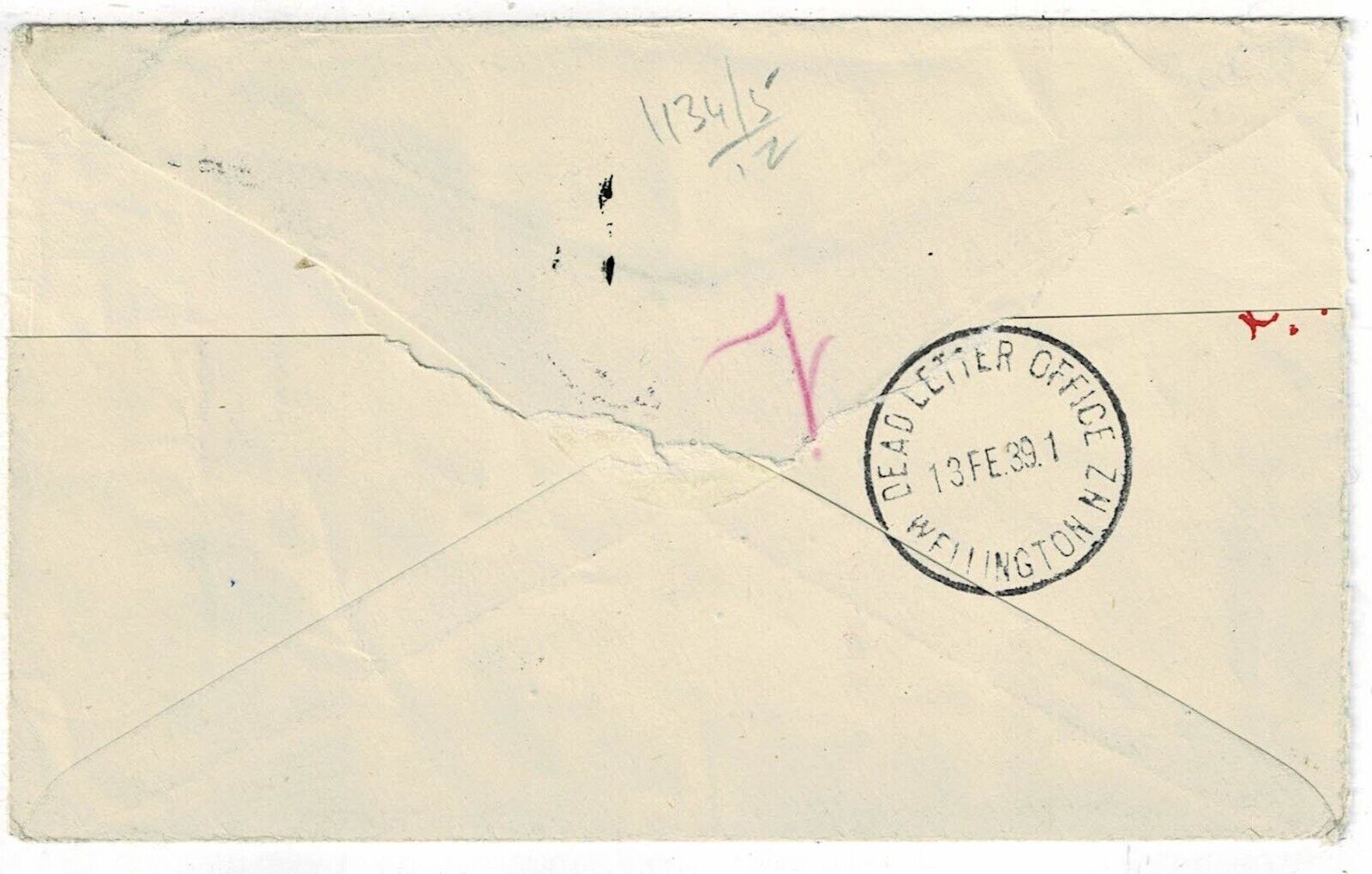 New Zealand 1939 incoming cover from England, Dead Letter Office ...