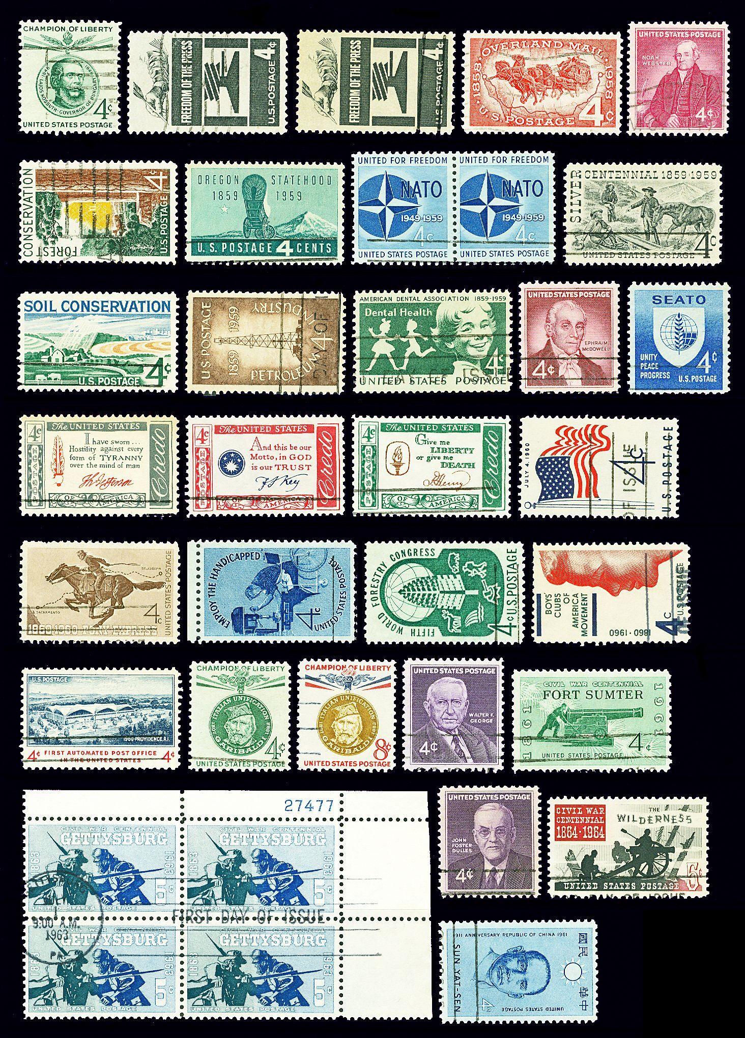 Scott 1117-1188 4c-8c Commemorative Issues 35 total Used F-VF | United ...