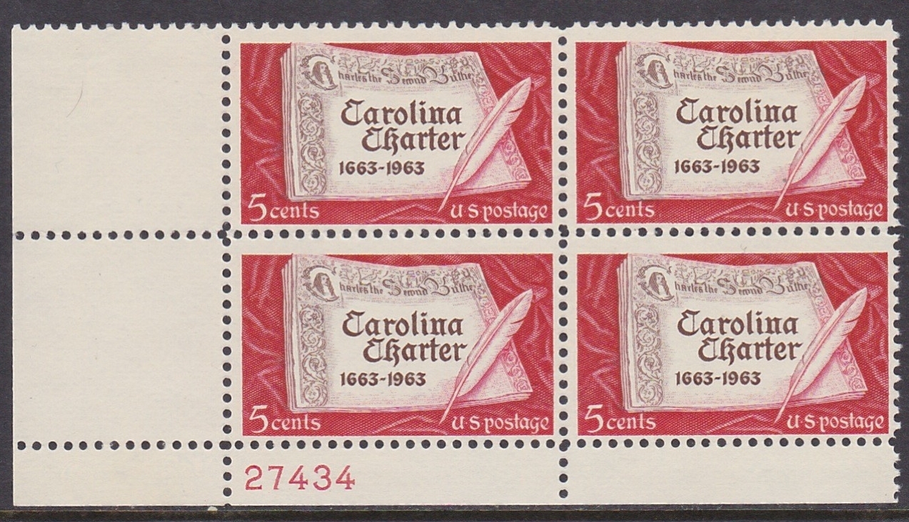 1230 Carolina Charter Plate Block MNH | United States, General Issue ...