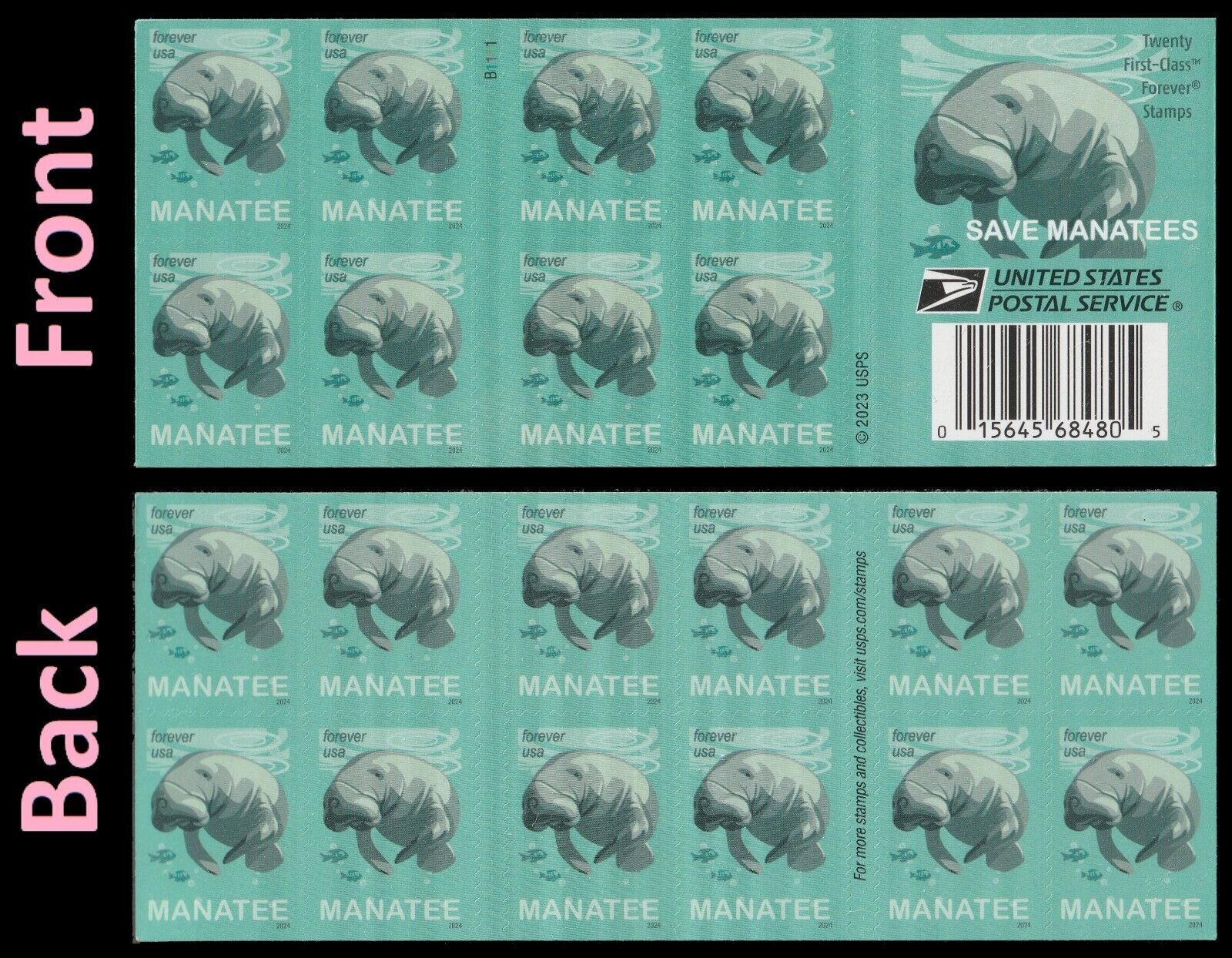 US 5851a Save Manatees F booklet 20 MNH 2024 | United States, General ...