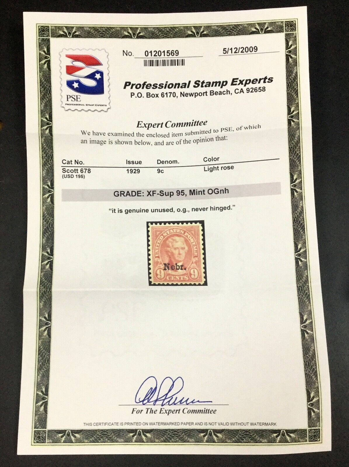 US Stamps #678 Mint OG NH PSE Graded Cert Xf-Sup 95 LOT #83455 | United ...
