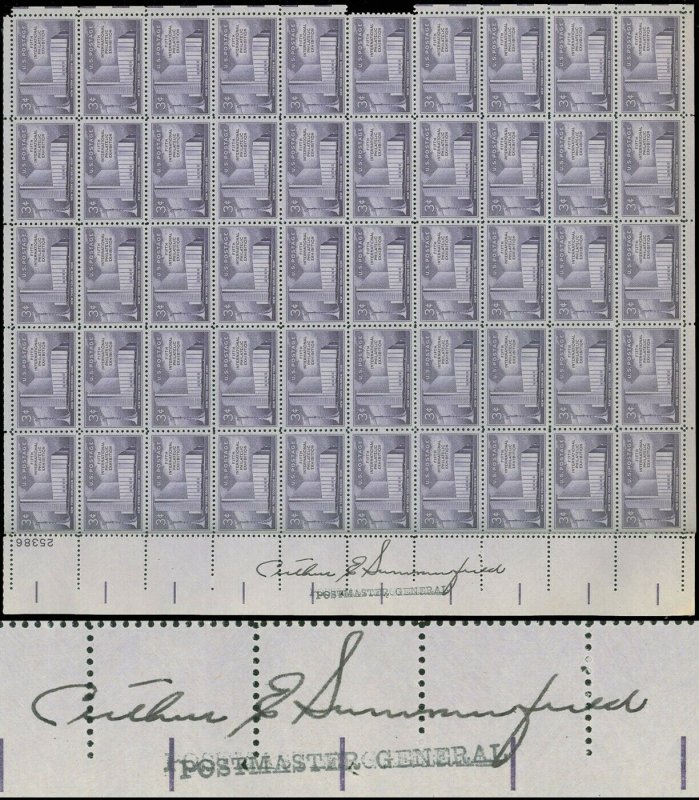 1956c Postmaster General ARTHUR SUMMERFIELD Autograph on Scott #1076 ...