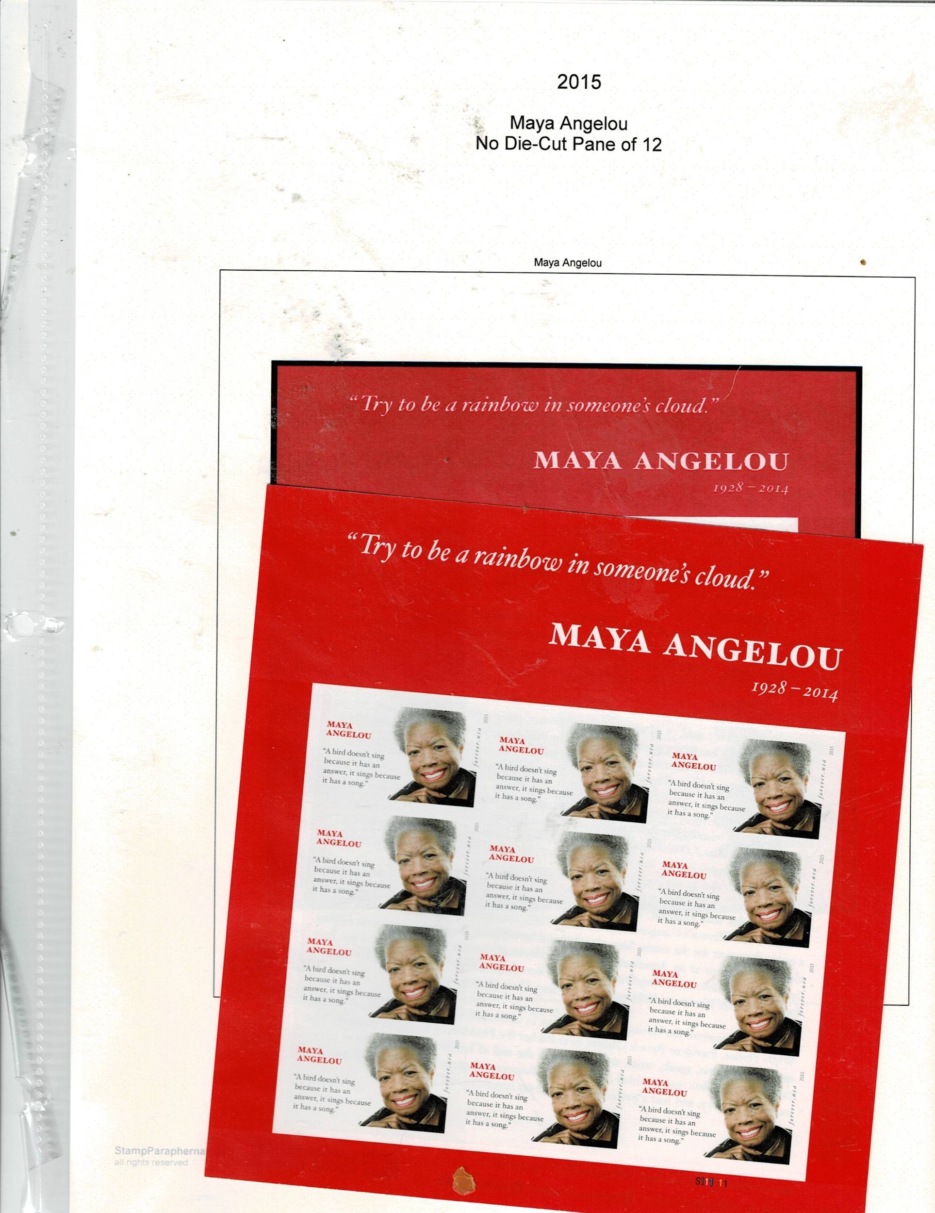 Maya Angelou Forever IMPERF US Postage Sheet #4979 VF MNH | United ...