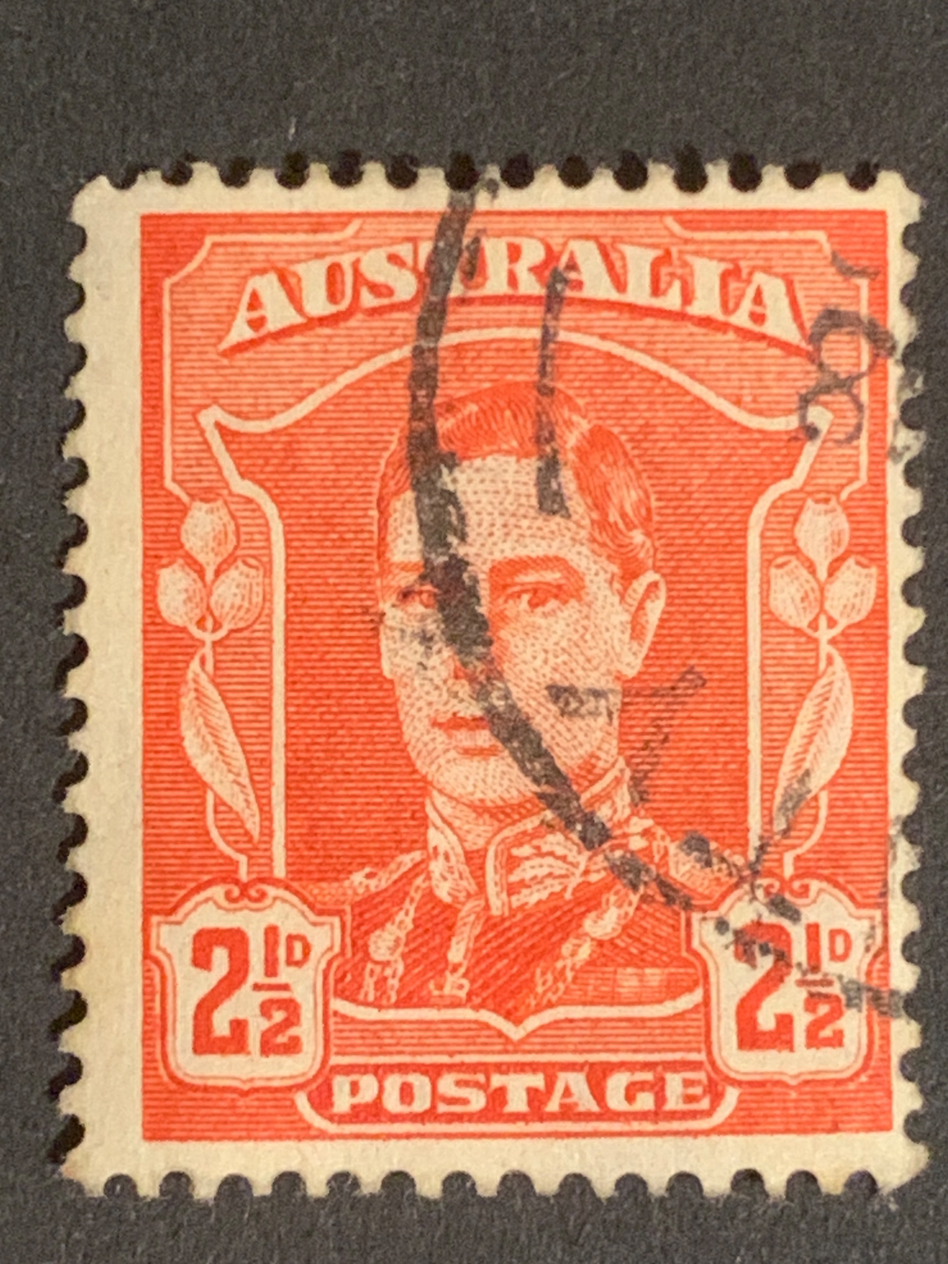 2 1/2c Australia stamp , black cancelled postage used, refno:5014 ...