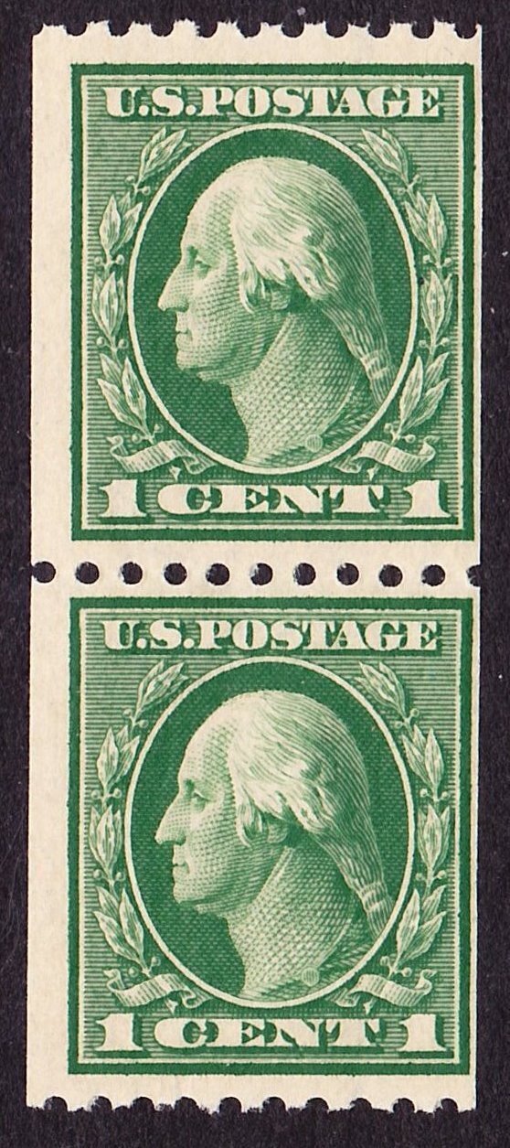 Scott 441, Fine Unused OG NH Pair, 1c P.10 Flat Plate Coil, Light ...