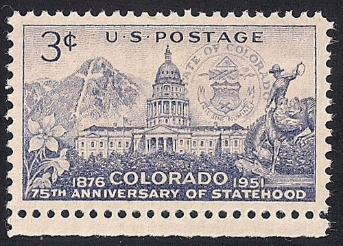 1001 3 cent Colorado Statehood mint OG NH EGRADED XF 91 XXF | United ...