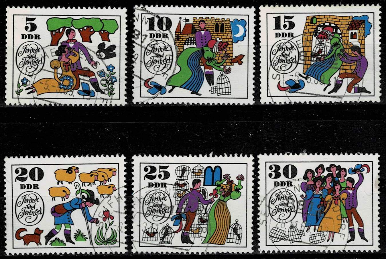 Germany DDR 1969, Sc.#1087;-1092 used, Fairy tales, singles of 1092a ...