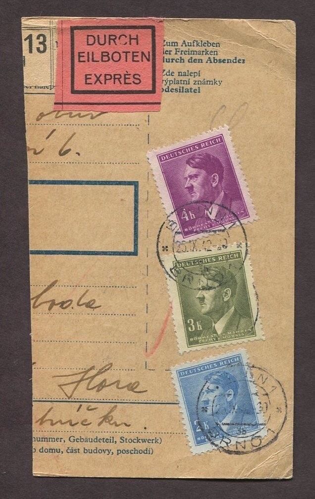 Bohemia & Moravia 1942 Four Special Delivery Express Parcel Post ...