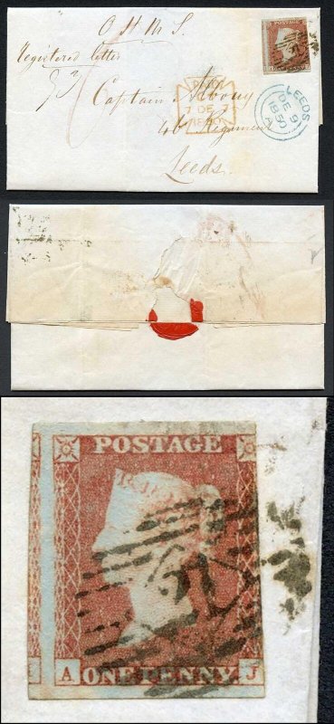 1841 Penny Red (AJ) on 1850 O.H.M.S. Registered Letter | Great Britain ...