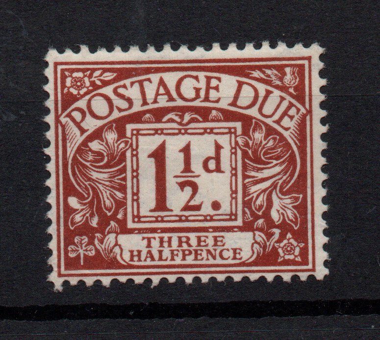 GB KGV 1 1/2d chestnut LHM Postage Due SG#D3 WMK Royal Cypher WS29748 ...