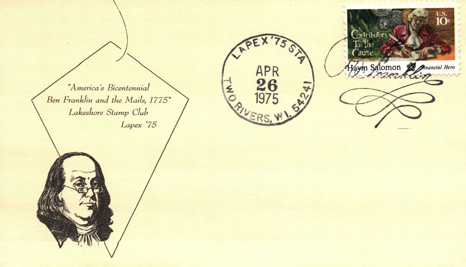 America's Bicentennial BEN Franklin and the Mails 1775 Lakeshore Stamp ...