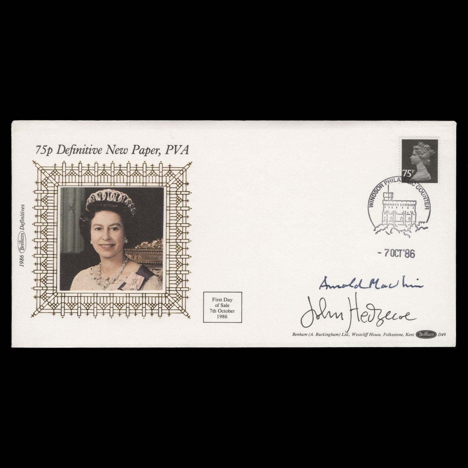 Great Britain 1986 Definitive first day cover signed by Hedgecoe and ...