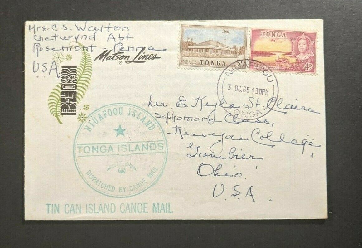 1965 Tin Can Canoe Cover Niuafoou Tonga to Gambier OH USA | Australia ...