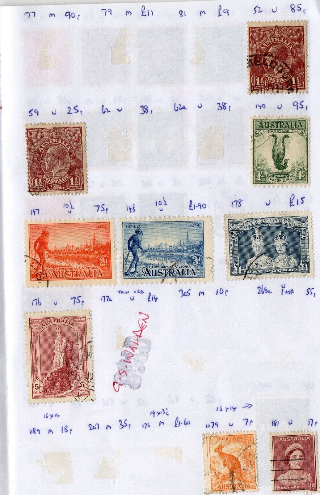 Dealers stamp approval book Australia 78 stamps selling value approx £ ...