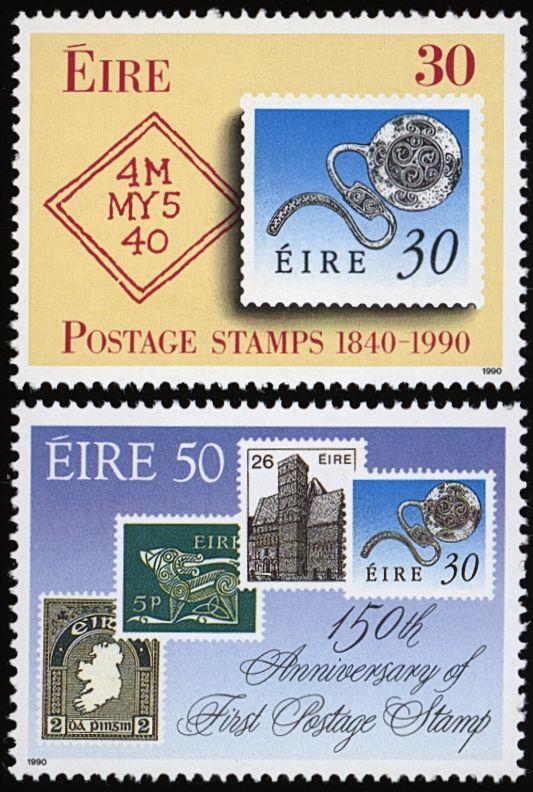 IRELAND 803-4 VF/NH 1990 150th anniversary 1st Postage Stamp - P.O ...