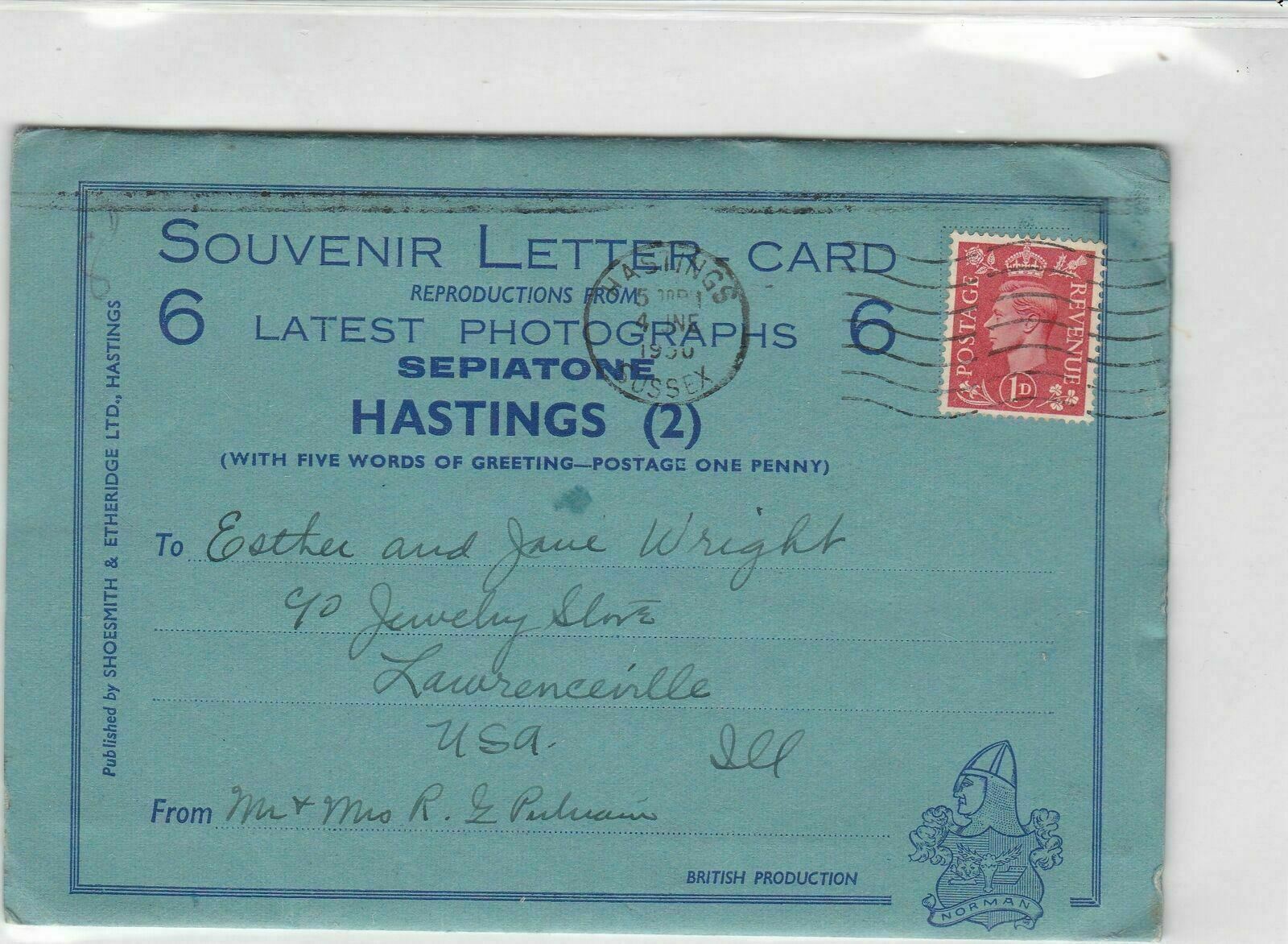 british 1950s souvenir letter card stamp cover ref 19421 | Worldwide ...