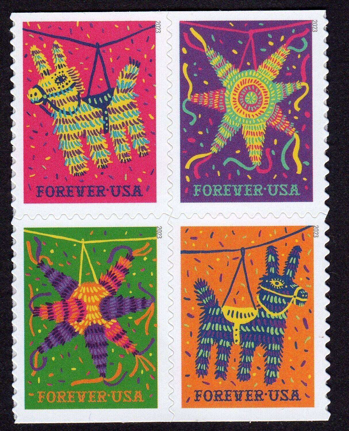 Scott #5812-5815a Pinatas! Booklet Block of 4 Forever Stamps - MNH ...