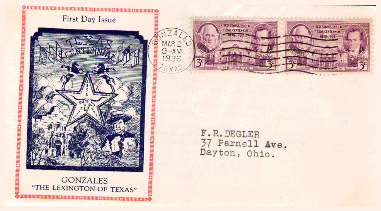 #776 PL9 - Texas Statehood Centennial - FIRST 1st Reid Cawood Cachet ...