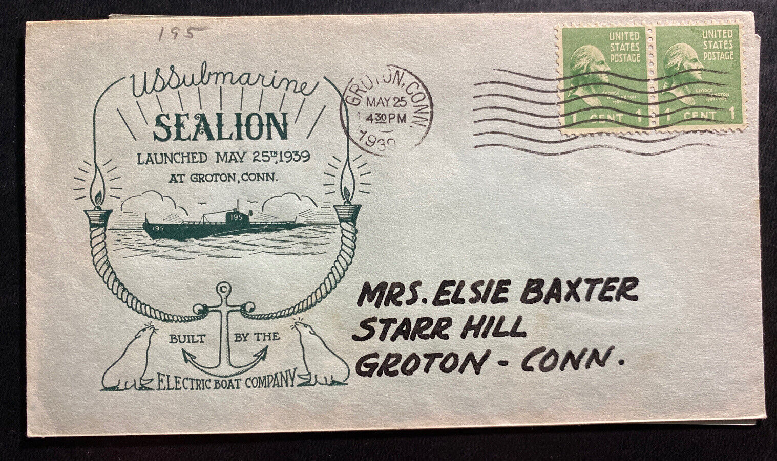 1939 Groton CT USA NAVY USS SUBMARINE Sealion Launched First Day Cover ...