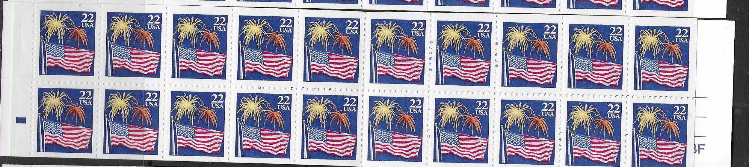 US#2276a $0.22 Flag with Fireworks booklet pane of 20 CV$9.00 | United ...