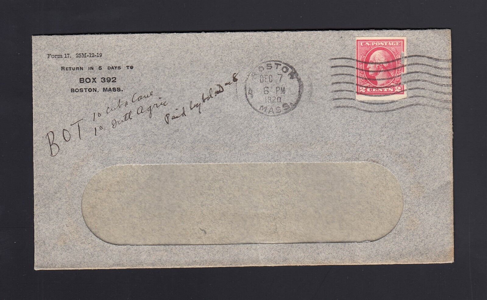 Scott #534 2c Offset Type Va SHERMACK on 1920 Cover, Cat. $110.00 ... Scott #534 2c Offset Type Va SHERMACK on 1920 Cover, Cat. $110.00 ...