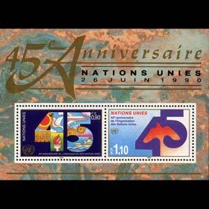 UN-GENEVA 1990 - Scott# 190 S/S UN 45th. NH | Worldwide - United ...