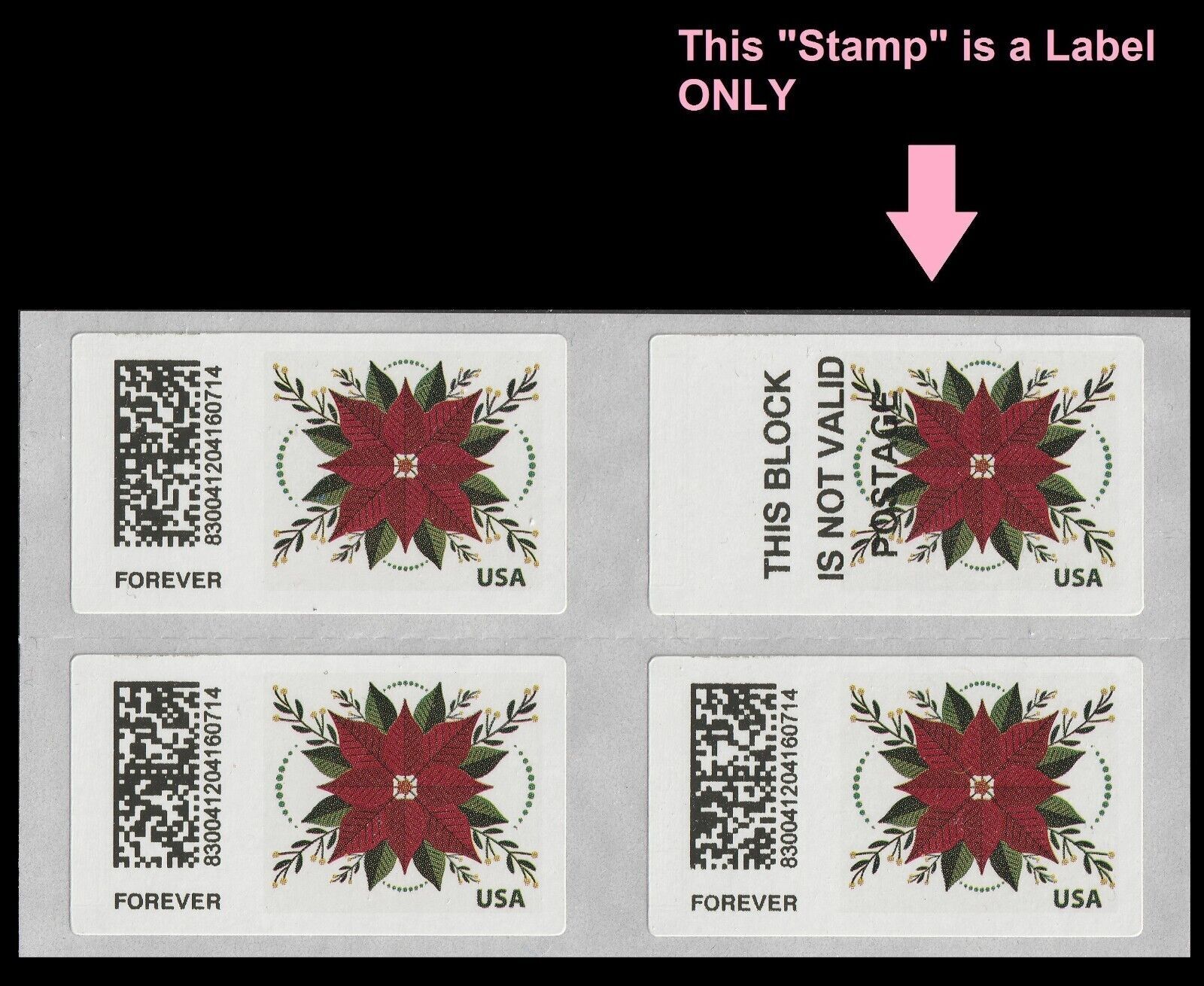 US CVP114 CVPT30 Holiday Joy Poinsettia Kiosk ATM F Not Valid block 4 ...