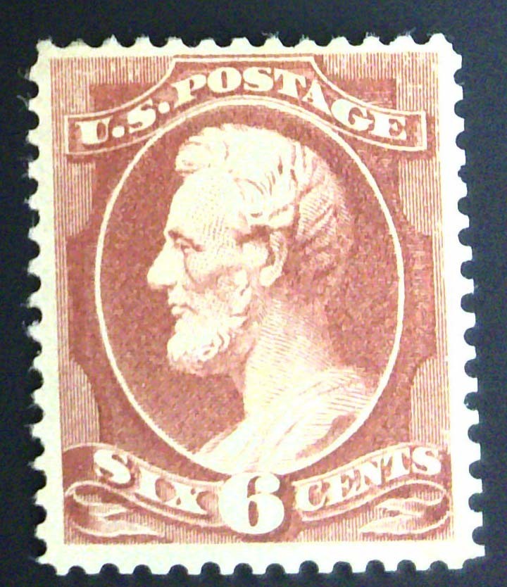Scott #208a - F/VF - 6c Deep Brown Red - Lincoln - HR OG - Thin - 1882 ...