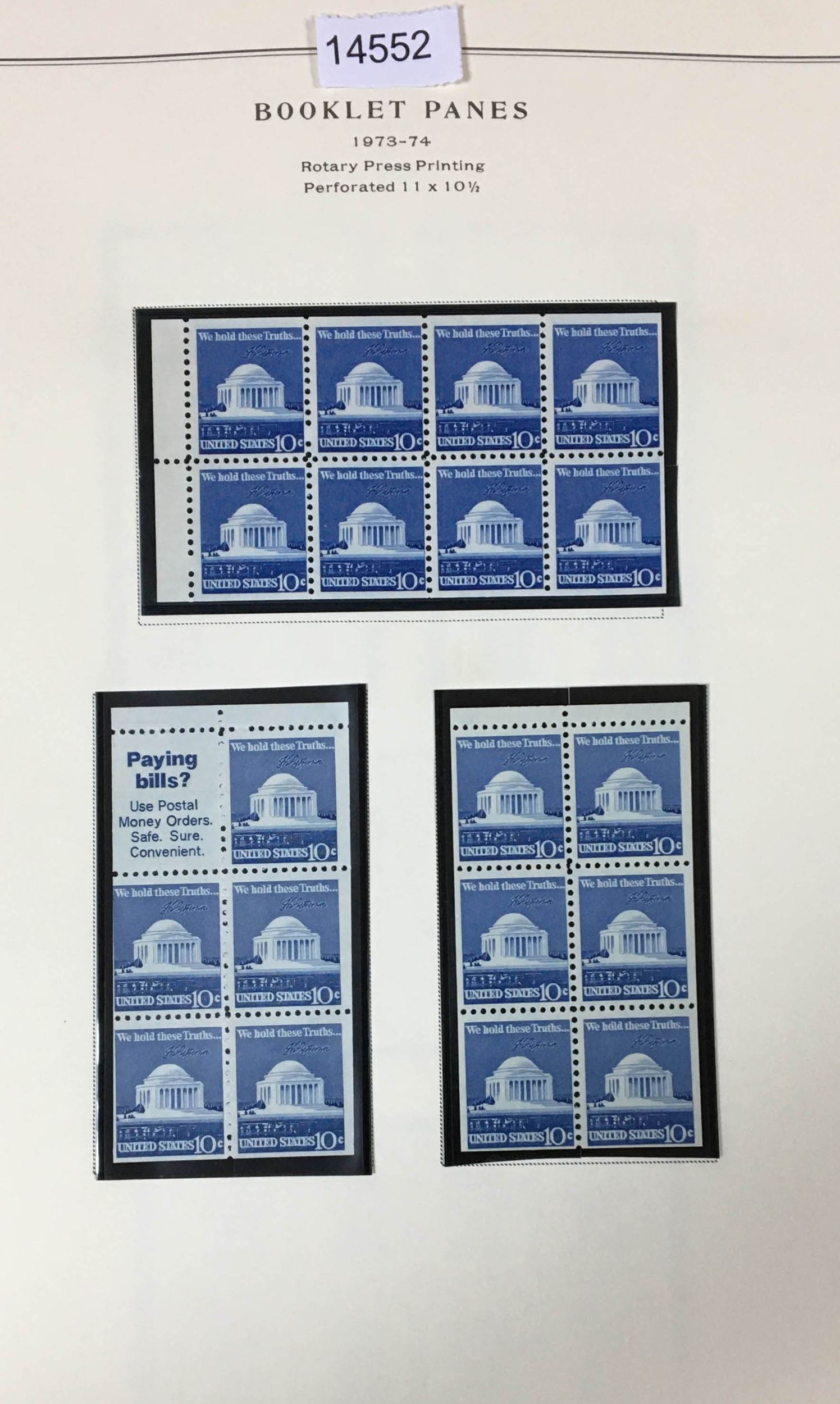 US Stamps # Booklet Panes Collection Mint OG 8 Pages LOT #14552 ...
