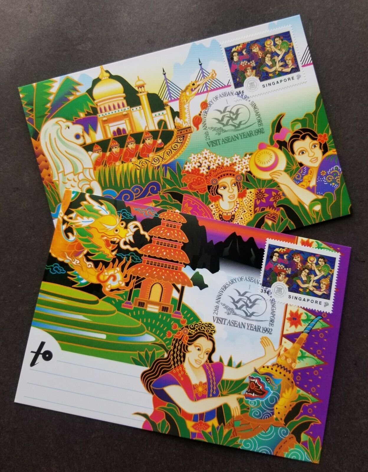 Singapore Visit ASEAN Year 1992 Dragon Mosque Dance Boat Costume ...