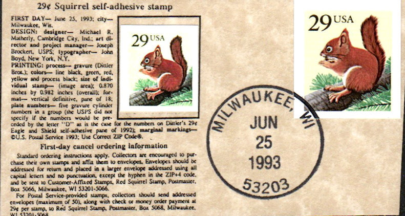 #2489 Red Squirrel Mini Special FDC | United States, General Issue ...
