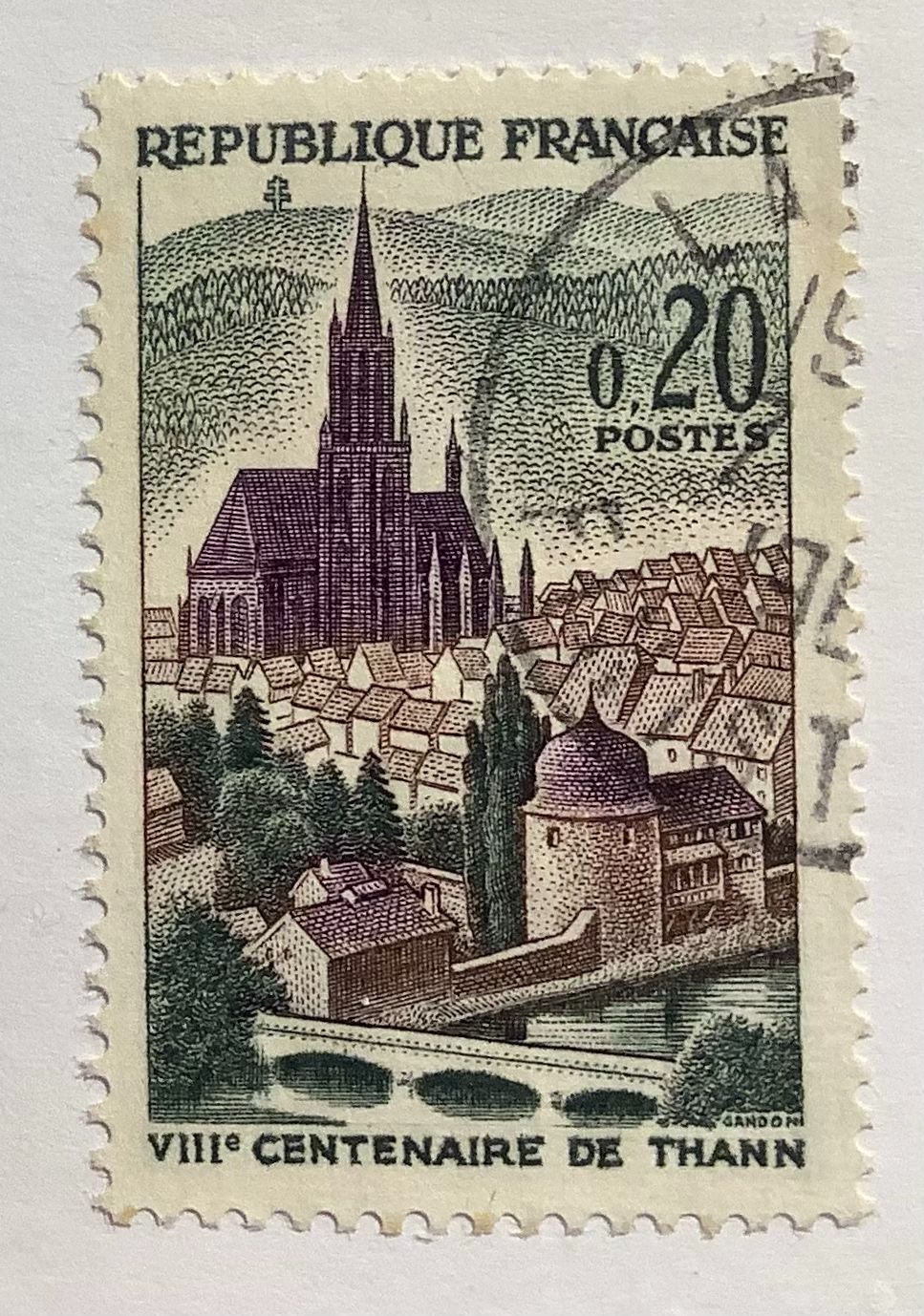 France 1961 Scott 1004 used - 0.20fr, 800th Anniversary of Thann ...