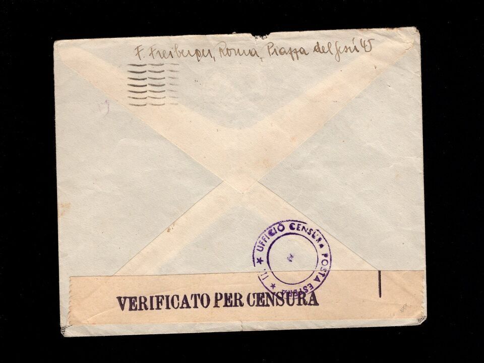 WWII Italy Hitler Mussolini War Alliance Rome 1941 Italian Censor Cover ...