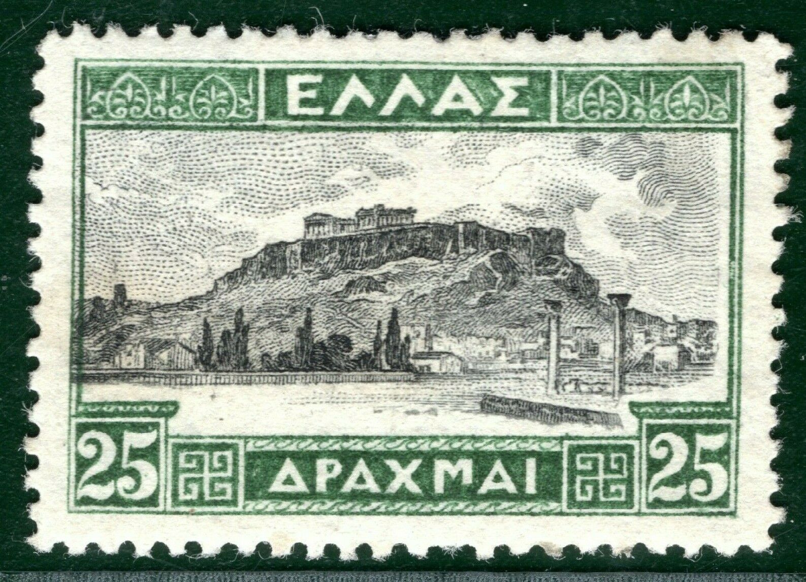 GREECE Stamp Scott.334 25d High Value (1927) ACROPOLIS Mint MM c$110 ...