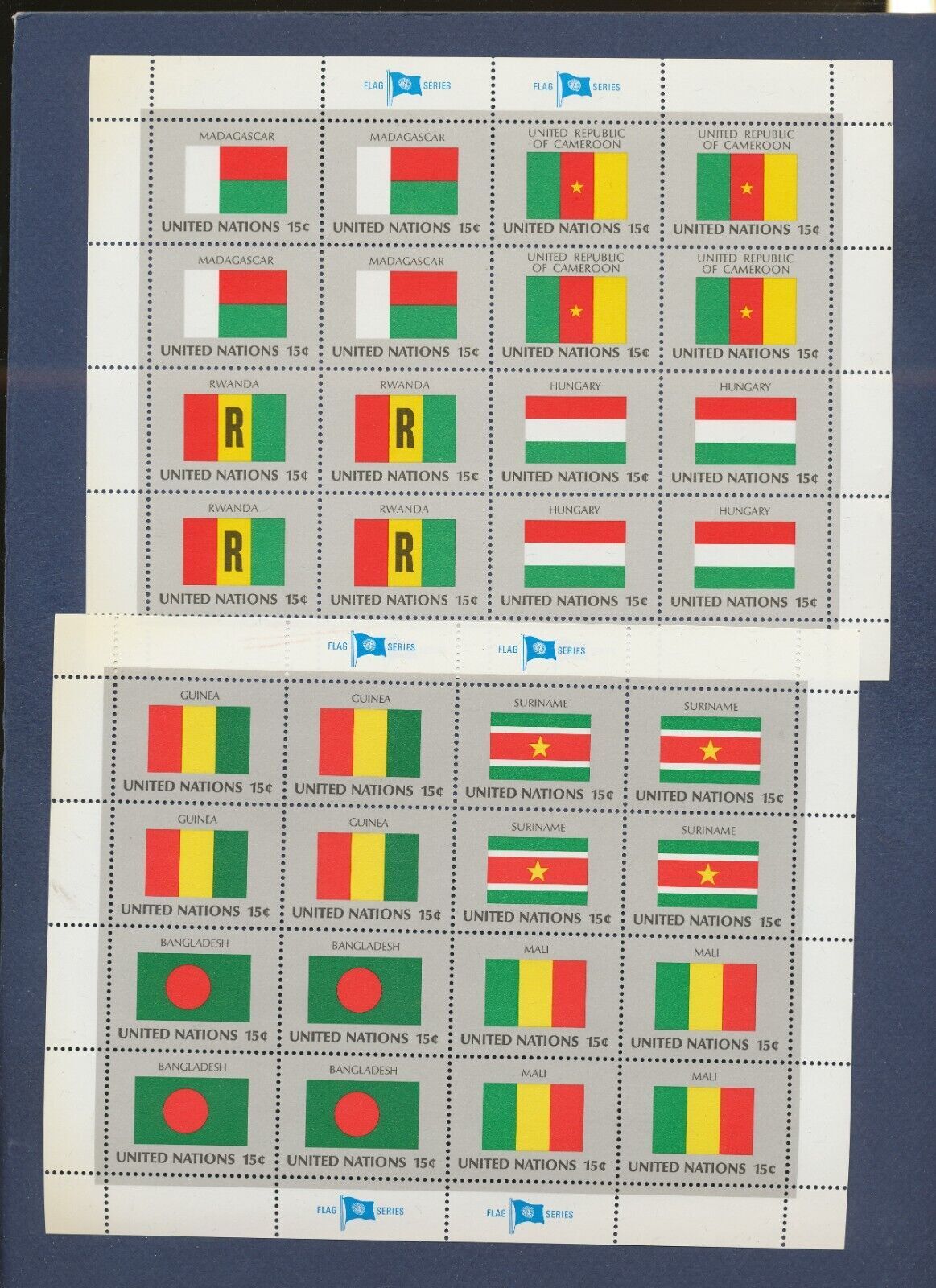 UN UNITED NATIONS - Scott 325-340 - four MNH S/S - Flags - TWO SCANS ...