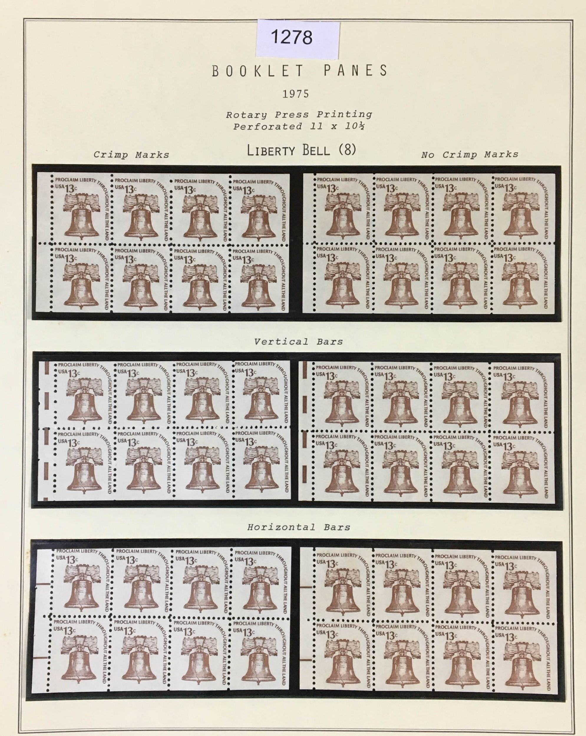 US Stamps # 1 Booklet Panes Group 1975 Mint OG $ LOT #1278 | United ...