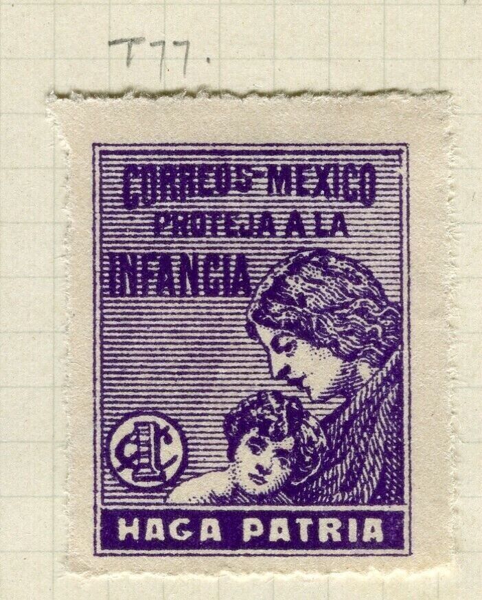 MEXICO; 1929 early Child Welfare issue fine mint hinged 1c. value ...